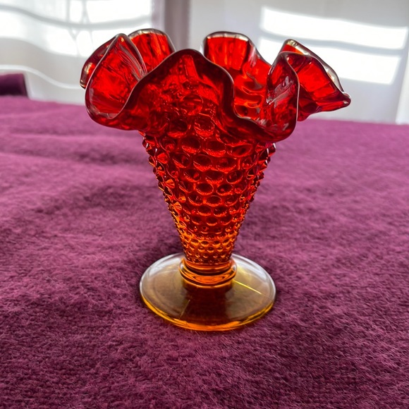 Fenton | Accents | Vintage Fenton Colonial Ruffled Amberina Hobnail 4 ...